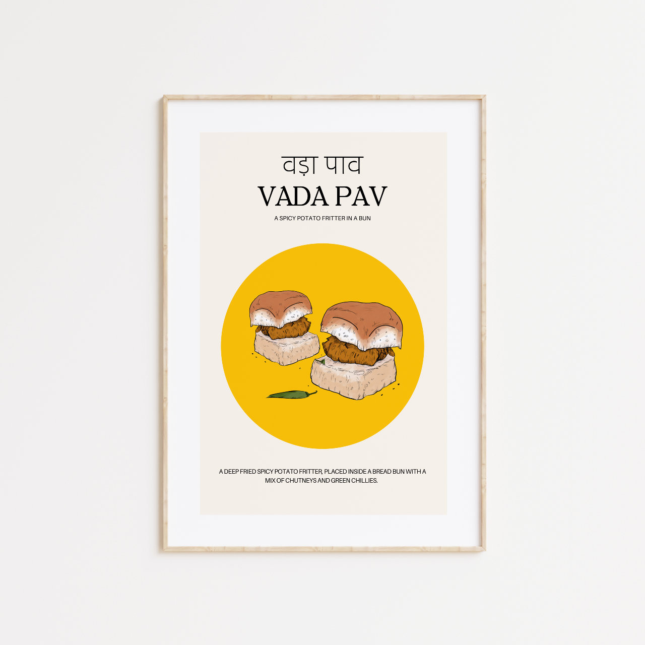 Illustrated Vada Pav Poster | Deluxe Art Prints | Wordotco – wordotco